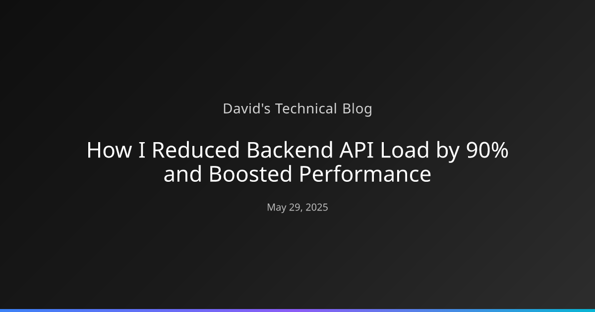 How I Reduced Backend API Load by 90% and Boosted Performance